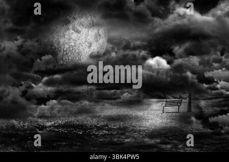 Moon with clouds in front and copy space Stock Photo - Alamy