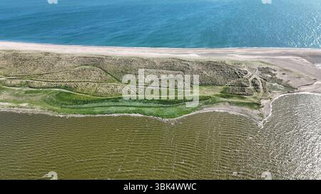An aerial view of Ireland's largest saltwater lagoon Lady's Island Lake ...