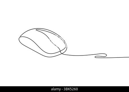 One line drawing of a computer mouse in minimal style clean isolated ...