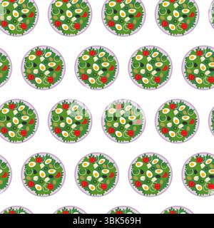 Seamless pattern with tomato, egg, and hard cheese. Breakfast wallpaper ...