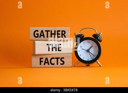 Gather the facts symbol. Wooden blocks with words Gather the facts ...