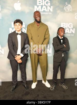 (left to right) Klevis Brahja, Stormzy, and Jaydon Eastman arrive for ...