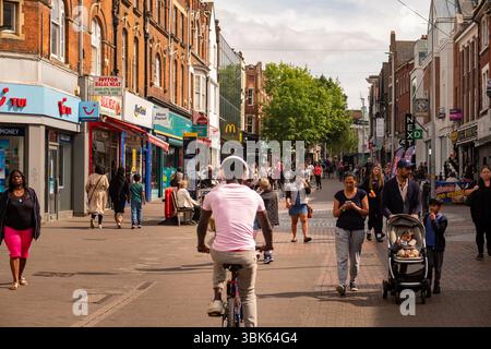 SUTTON, LONDON- MAY 29, 2025: View of Sutton High Street scene with ...