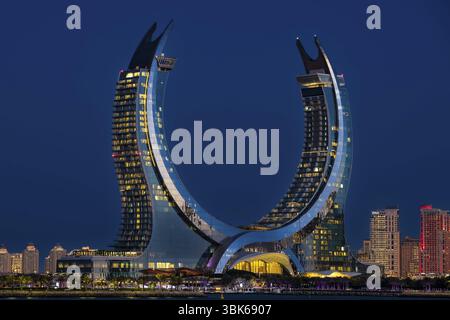 Raffles, Fairmont Hotel, Lusail, sunset, evening light, Doha, Qatar ...