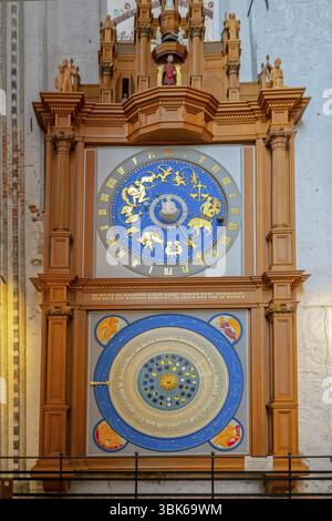 The astronomical clock inside St. Mary's Church in the old town of ...