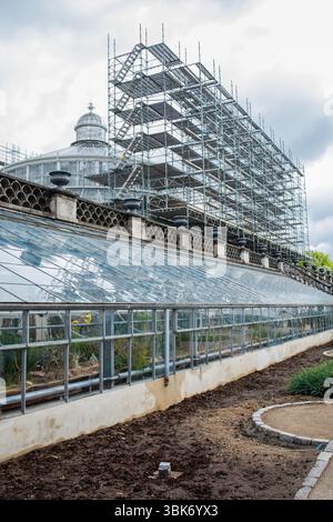 Copenhagen botanical garden main greenhouse building during actual ...