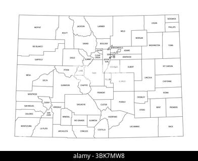 Colorado state outline administrative and political vector map in color ...