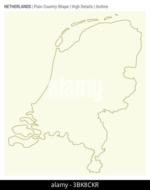 Netherlands plain country map. High details. Outline regions style ...