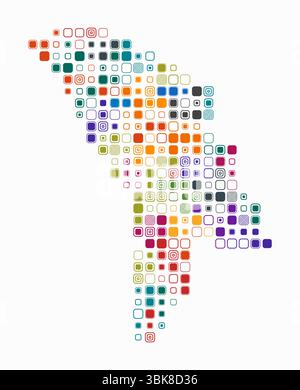 Square dots pattern map of Moldova. Moldavian dotted pixel map with ...