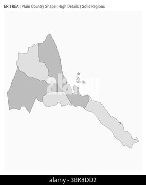 Eritrea plain country map. High details. Outline Regions style. Shape ...