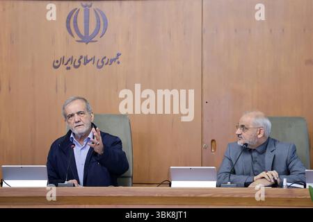 Iranian President, Masoud Pezeghian, chairs a meeting of the Iranian ...