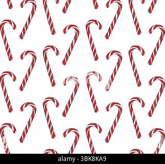 Candy cane seamless pattern. Caramel stick, lollipop illustration in ...