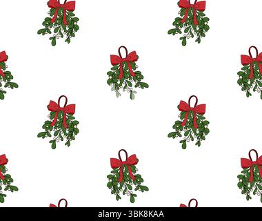 Christmas tree branches and berries seamless pattern. Winter holidays ...