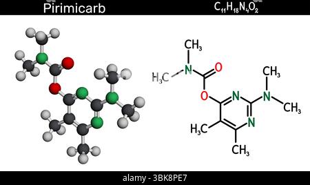Pirimicarb molecule. Carbamate insecticide used in agriculture to ...