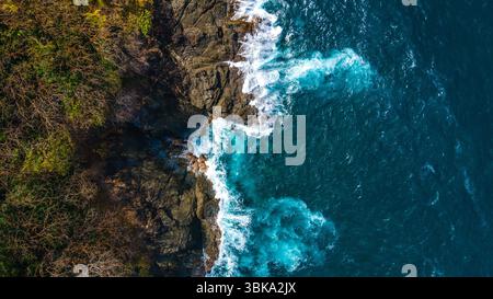 Stunning aerial view of the coastline at Sapzurro, Choco, Colombia ...