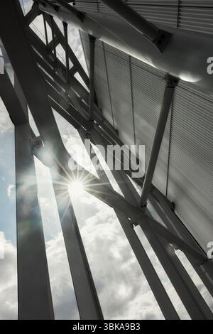 Steel frames supporting modern architectural structure angle shot Stock ...