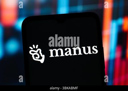 In this photo illustration, the Manus AI logo is seen displayed on a ...