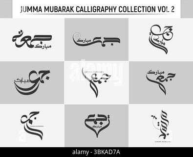 Jumma mubarak blessed friday arabic calligraphy in bright colors and ...