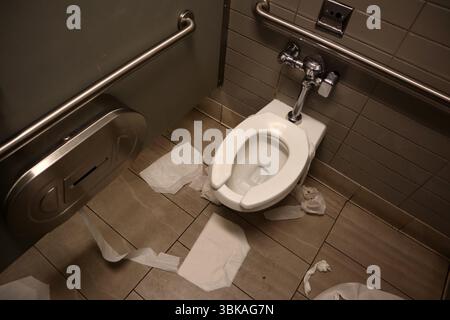 Interior view of Public Restroom at Unsanitary Conditions Stock Photo ...