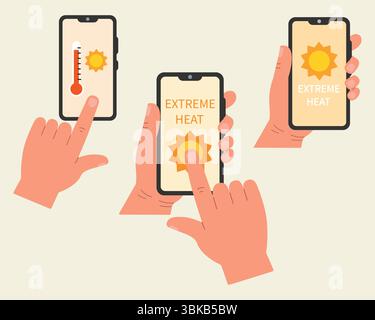 Hand holding a smartphone with a forecast app Stock Vector Image & Art ...