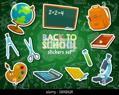 set of school stickers vector geometry learning lamp Stock Vector Image ...