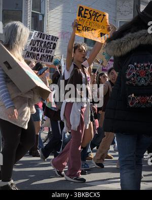 Pro Feminism and LGBT protesters march. Photo taken at the 2025 San ...