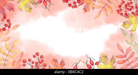 Horizontal frame of rose hips berries and leaves. Illustration ...