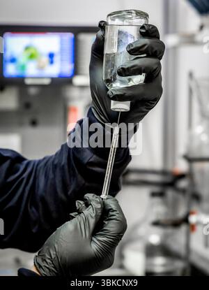 Lab samples offshore oil platform Stock Photo - Alamy