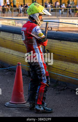 Belle Vue Aces' Tate Zischke waits to go out for his next heat during ...