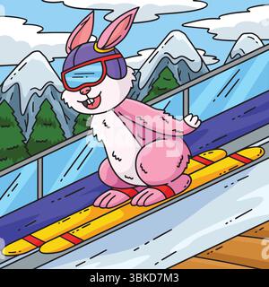 Ski Jumping Bunny Colored Cartoon Cartoon Clipart Stock Vector Image ...