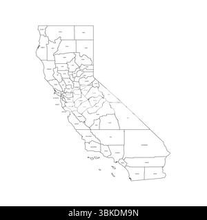 California, CA - detailed political map of US state. Administrative map ...