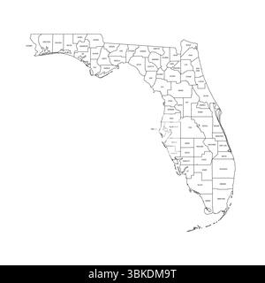 Florida, FL - detailed political map of US state. Administrative map ...