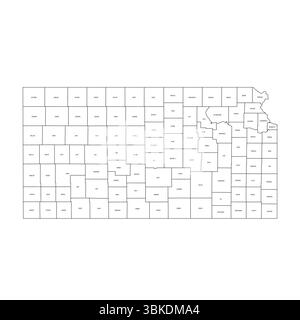 Kansas, KS - detailed political map of US state. Administrative map ...