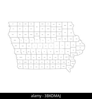 Iowa, IA - detailed political map of US state. Administrative map ...