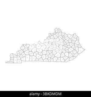 Kentucky, KY - detailed political map of US state. Administrative map ...