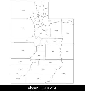 Utah, UT - detailed political map of US state. Administrative map ...