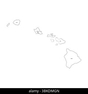 Hawaii, HI - detailed political map of US state. Administrative map ...