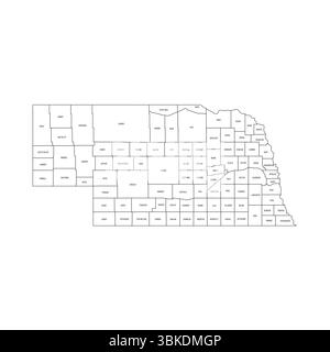 Nebraska, NE - detailed political map of US state. Administrative map ...