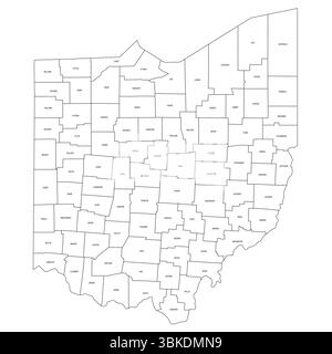 Ohio, OH - detailed political map of US state. Administrative map ...