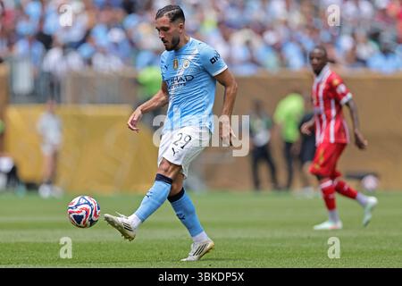 Rayan Cherki of Manchester City controls the ball during the Premier ...