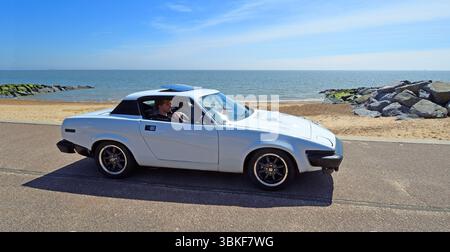 Classic white Triumph TR7 sports car at vintage car show in Kent Stock ...
