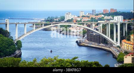 Arrabida Bridge between Vila Nova de Gaia and Porto cities in Portugal ...