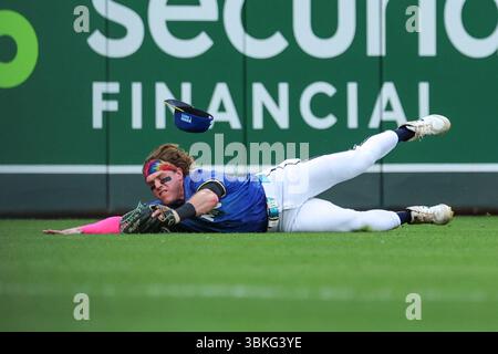 Minneapolis, MN USA: Harrison Bader #12 of the Minnesota Twins ...
