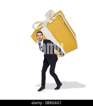 Stylish man with giant gift Stock Photo - Alamy