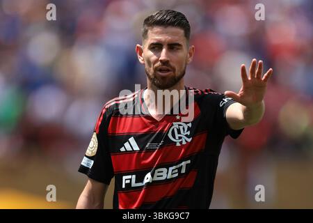 Philadelphia, USA, 20th June 2025. Leo Pereira of CR Flamengo tussles with Liam Delap of Chelsea ...