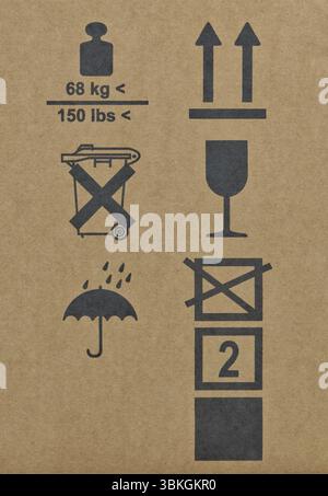 Warning labels packaging symbols silhouette shapes umbrella glass ...