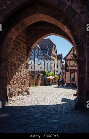 The wine route. View of the Upper Gate at the entrance of the city ...