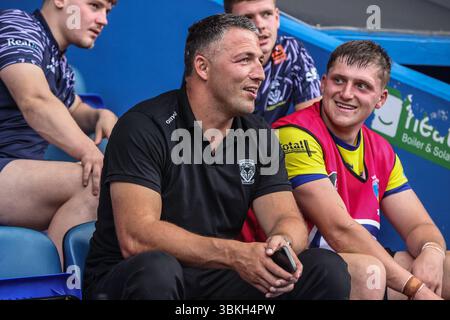 Sam Burgess Head Coach of Warrington Wolves arrives during the Betfred ...