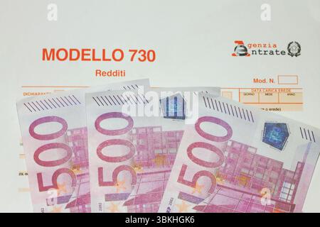 Province of Florence , JUNE 20th 2025, many euro banknotes and leather ...
