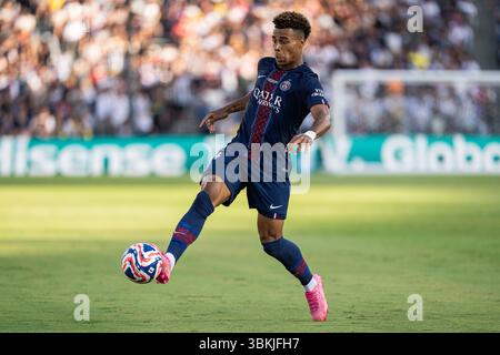 Paris Saint-Germain forward Desire Doue (14) scores a goal during the ...